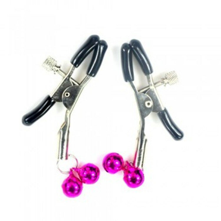 Двойные nipple clamp с двумя колокольчиками BDSM игрушки для пары черный и фиолетовый цвет
