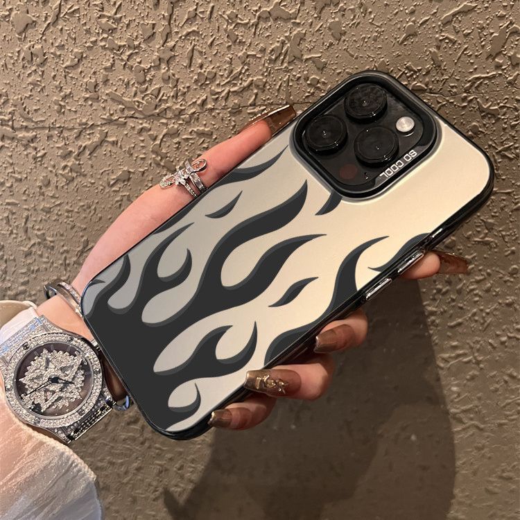 Чехол на Aйфон 13 Про Макс / IPHONE 13 PRO MAX Черный с принтом Черное пламя стиле силиконовый противоударный