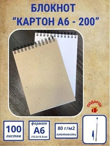Блокнот А6, 200 страниц (100 листов), 10,5x14,8 см