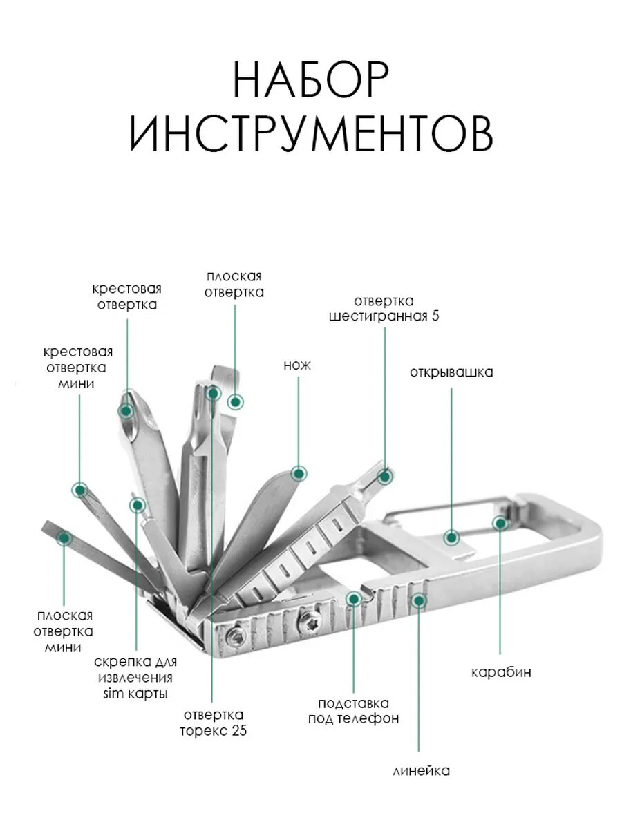 Мультитул, нержавеющая сталь, для ремонта, велосипедов, с открывашкой для бутылок, держатель для телефона