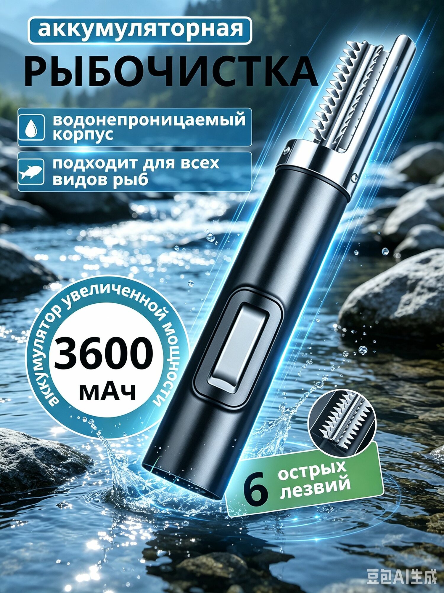 Рыбочистка электрическая аккумуляторная для чистки рыбы