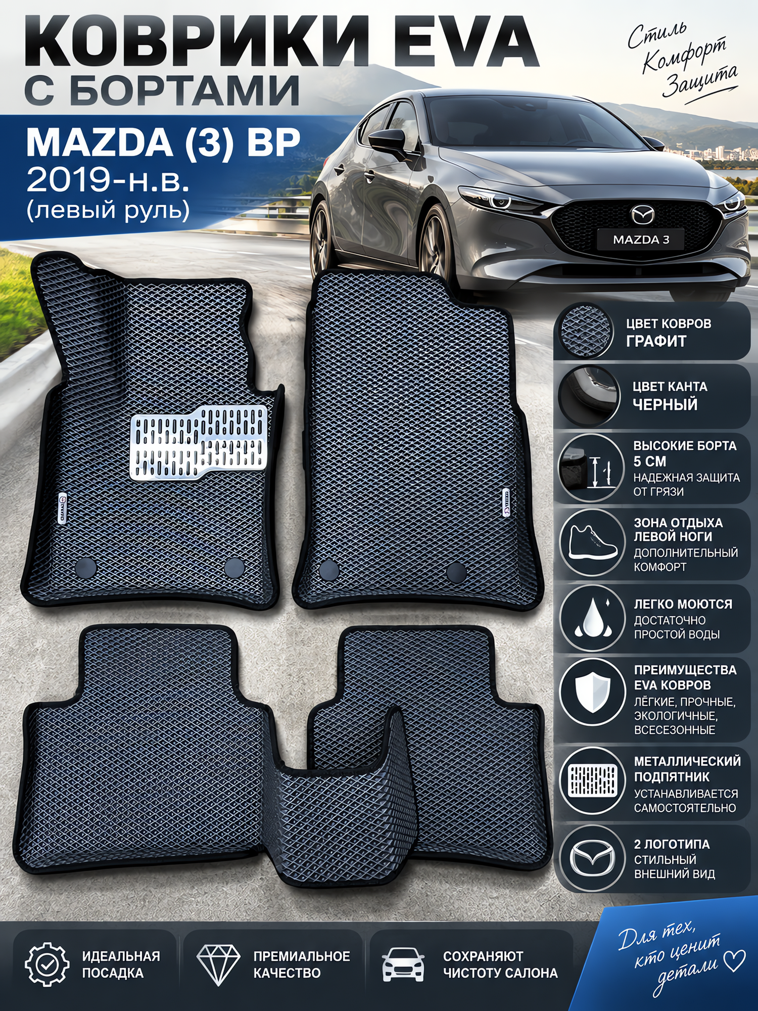 Комплект EVA с бортами для MAZDA 3 (IV) (BР) 2019-н. в. /Мазда 3