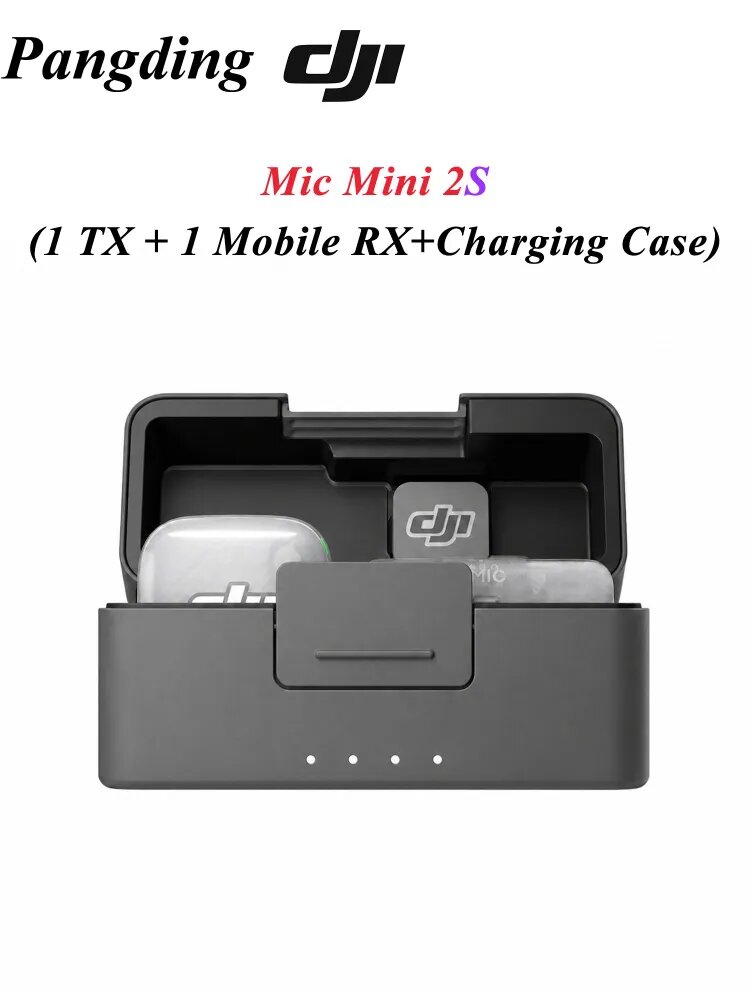 D JI Микрофон универсальный DJI Mic Mini 2 (2 передатчика 1 приемник зарядный кейс), Подходит для камер и телефонов, прозрачный, черный
