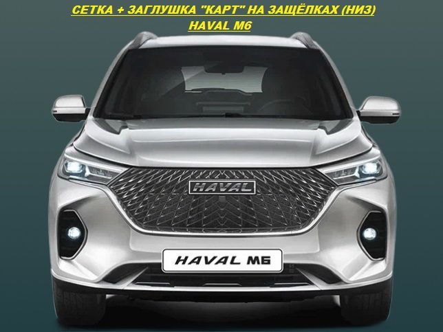 Сетка+Зимняя заглушка (защита радиатора) "карт" для HAVAL M6 на защелках (для нижней решетки радиатора)