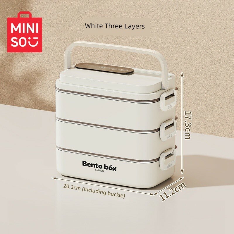 Многослойный термоизолированный ланч-бокс Miniso для офисных работников, новая модель 2025 года, подходит для