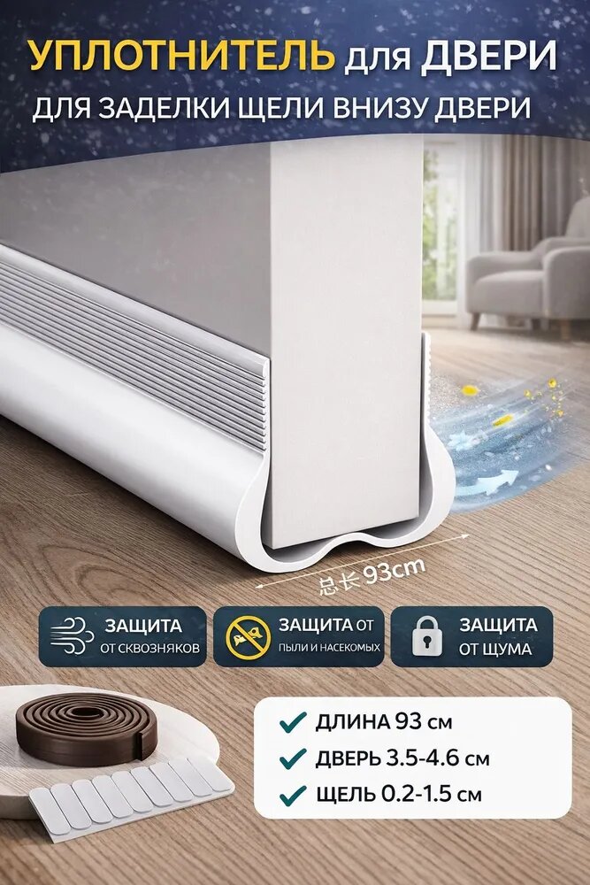Уплотнитель нижний уплотнитель для двери от шума и сквозняков