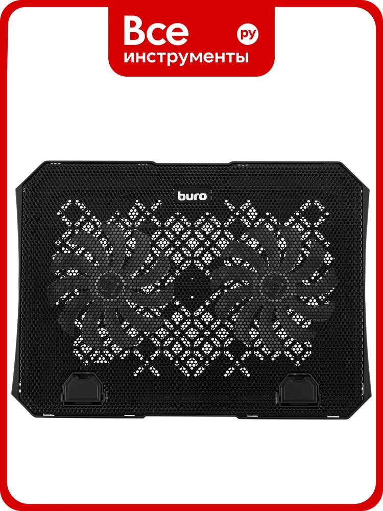 Подставка для ноутбука BURO BU-LCP150-B212 15" 335x265x22 мм, 74.35дБ, 1xUSB, 2x140 мм FAN, 480 г, металлическая сетка 1914406