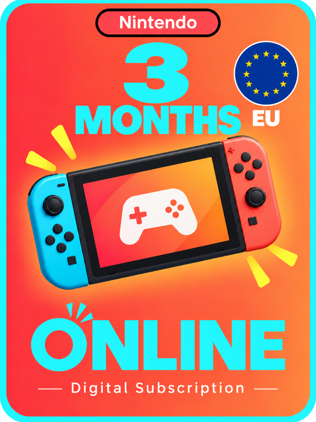 Подарочная карта Nintendo Switch Online на 3 месяца подписки | Европа | Оригинальный код | EUROPE