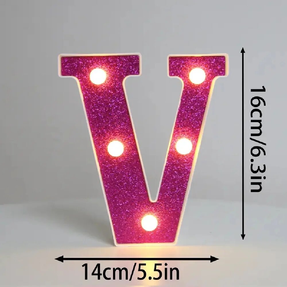 LED Ночник Буква V Фиолетовый 16 см