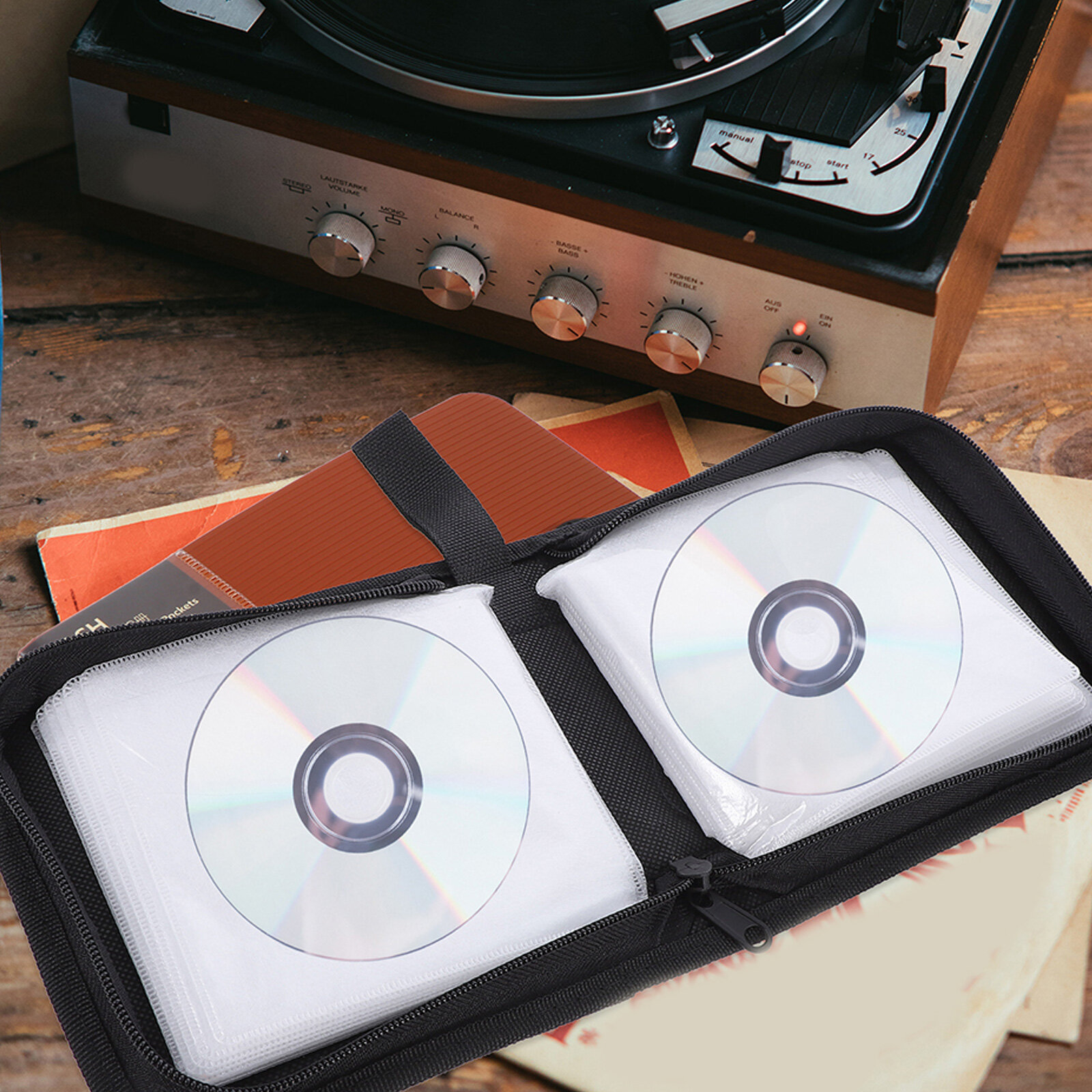2 Штуки Чехол Для CD Дисков Органайзер На 40 Дисков Защита От Пыли И Царапин 15.4X16 См Черный