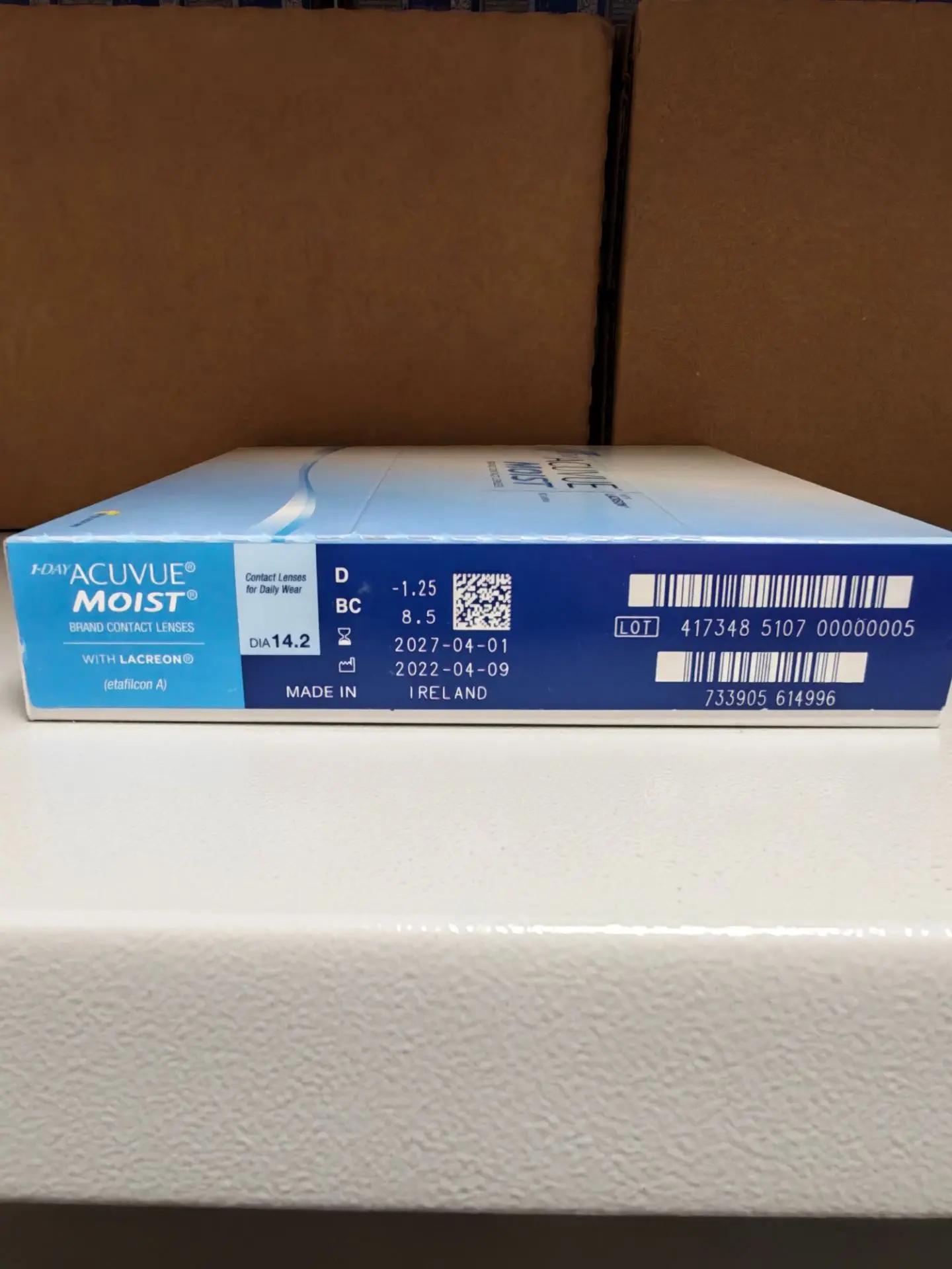 Контактные линзы ACUVUE, 1-day Moist, -1.25, R 8.5, дневные, 90 штук