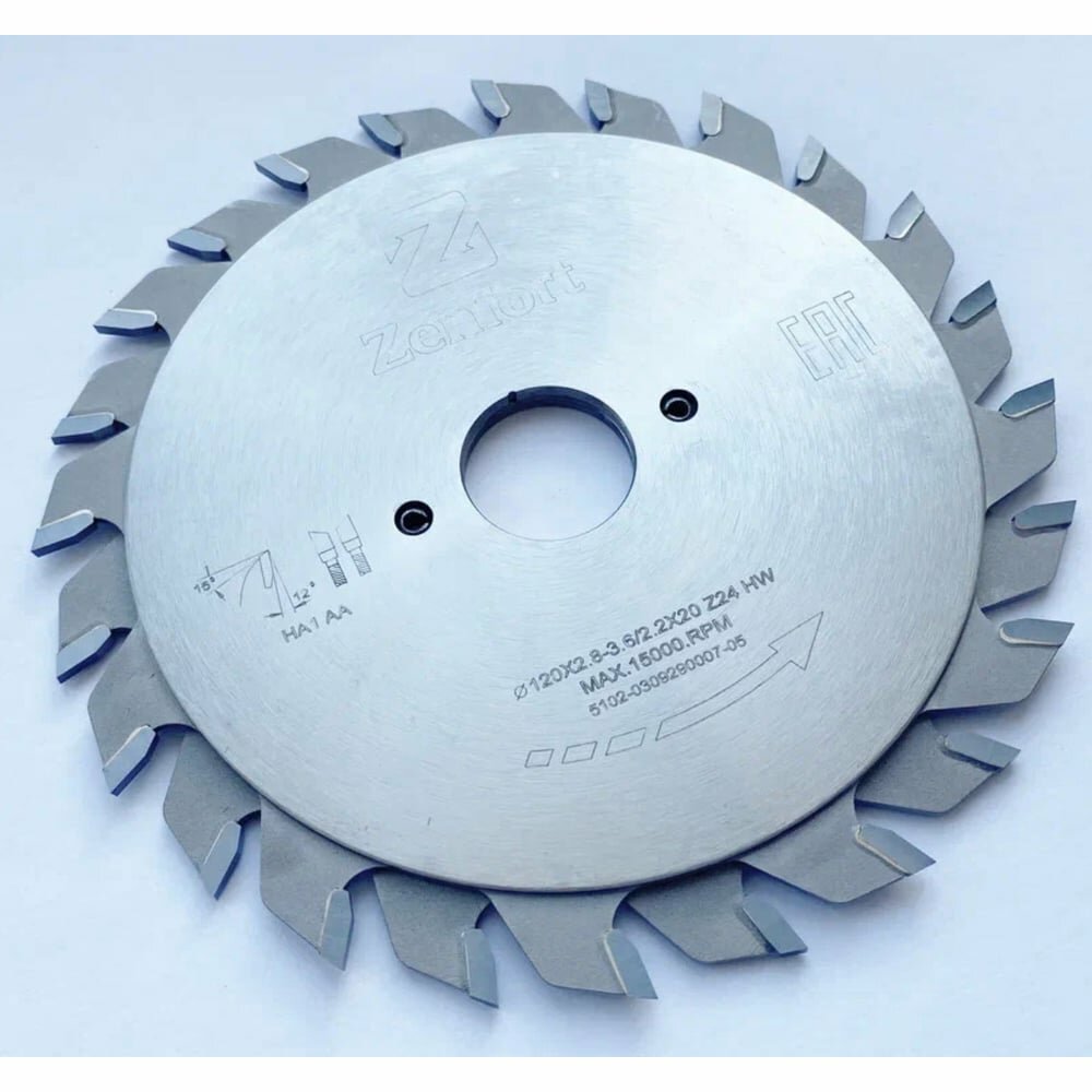 Пила дисковая 120x2.8-3.6x20 мм, Z12+12, HM Zenfort HA1 AA