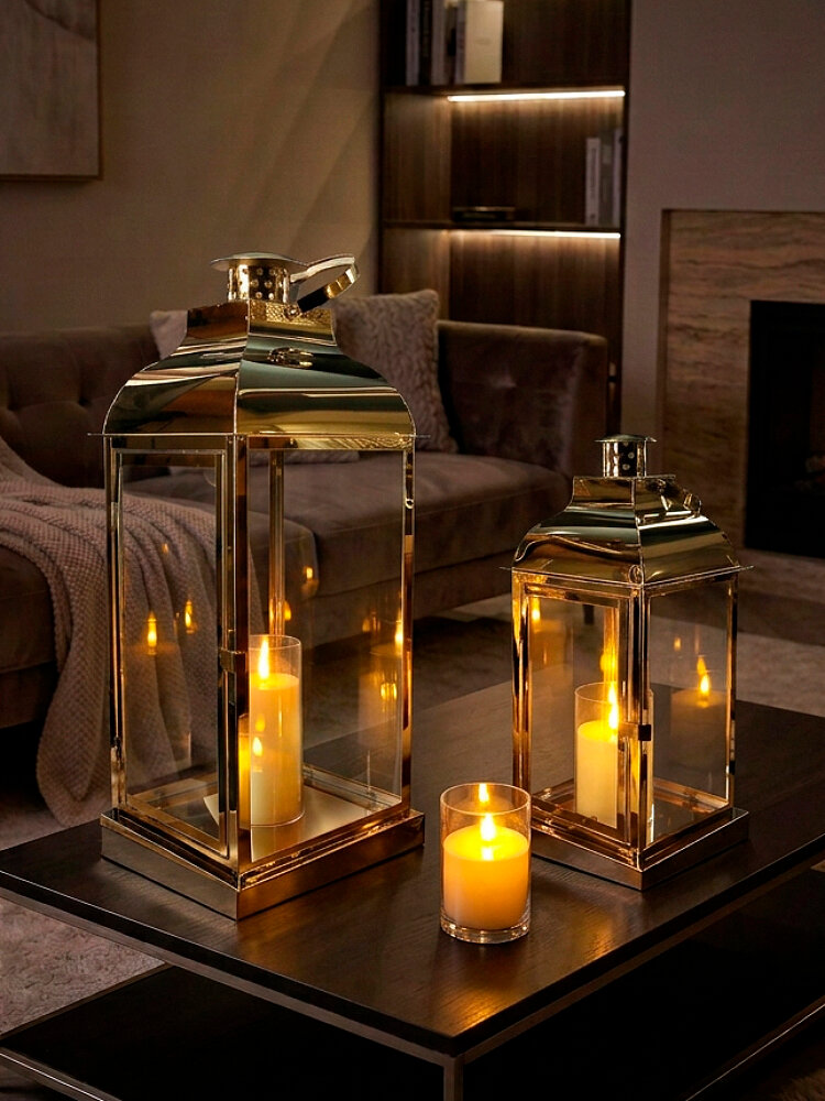 Декоративные фонари Steel Light, металл, стекло, для свечей, настольный, 2 шт