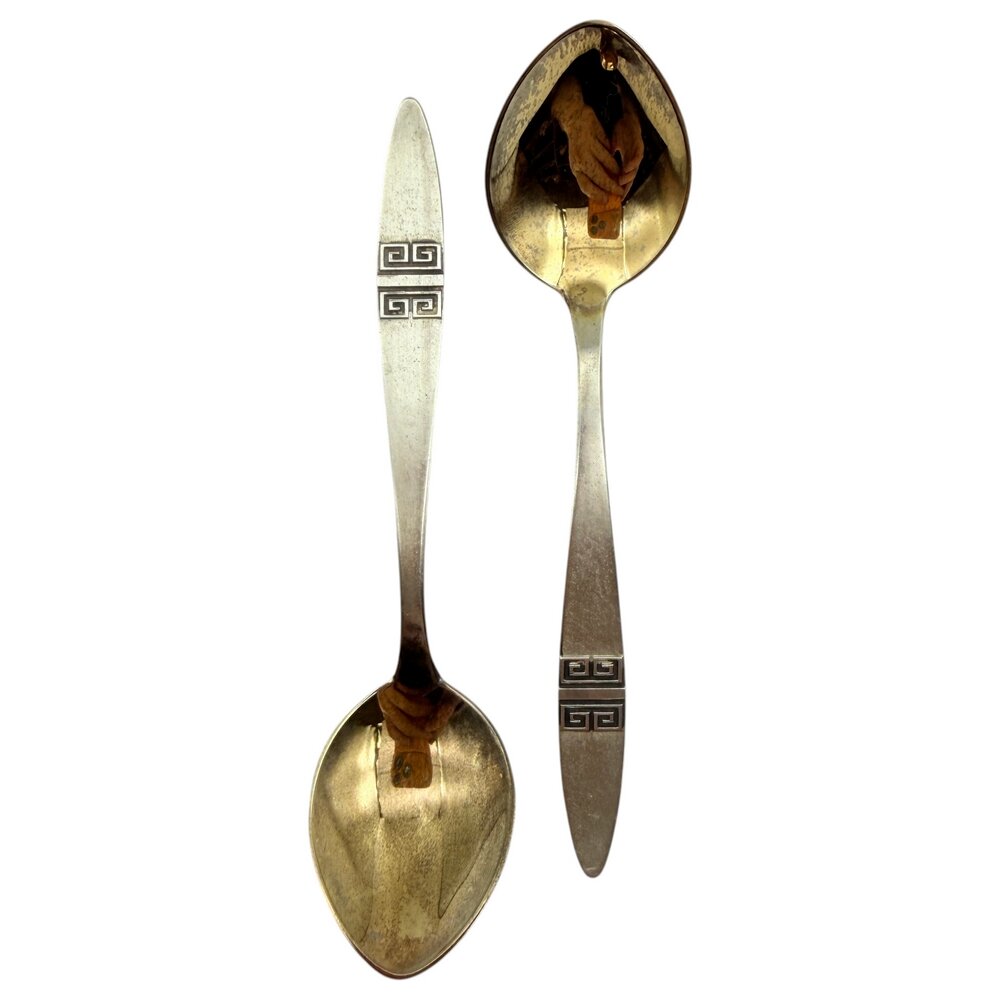 Ложка кофейная "Меандр" (набор 2 штуки), 10.5 см, серебро 916, 1TJ, г, 1971 г, Таллин, СССР