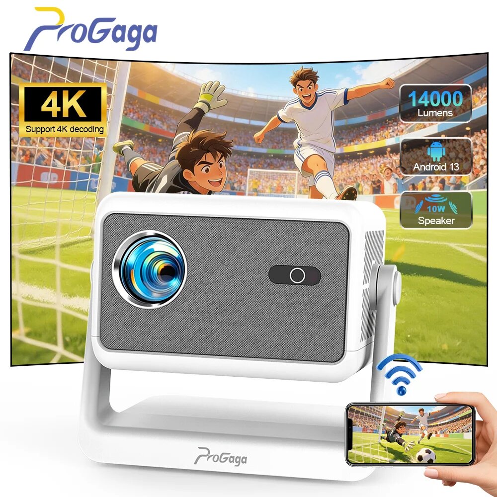 Проектор PROGAGA PG370 MAX HD 1080P 4K Android, 700 ANSI люмен, портативный видеопроектор для домашнего кинотеатра и смартфона