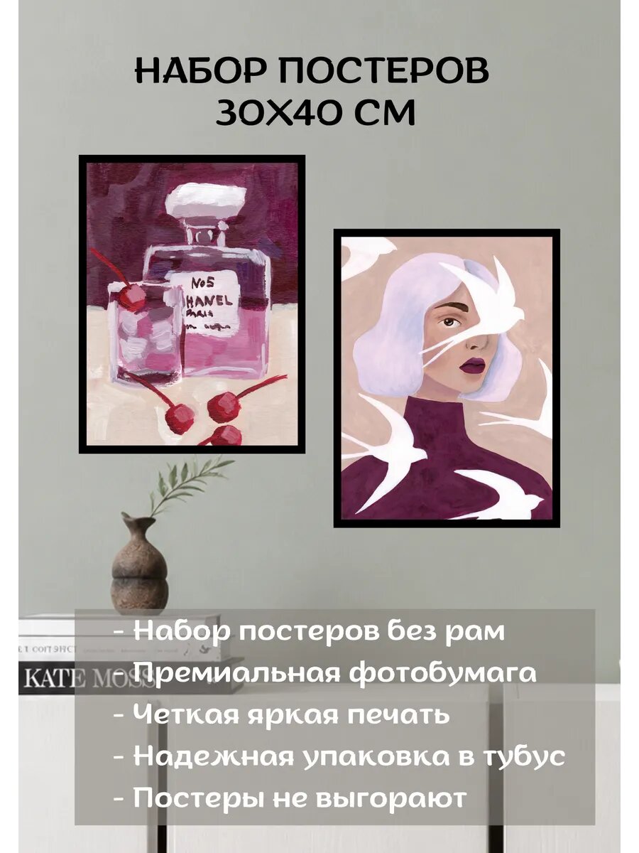 Постеры интерьерные на стену А3 шанель