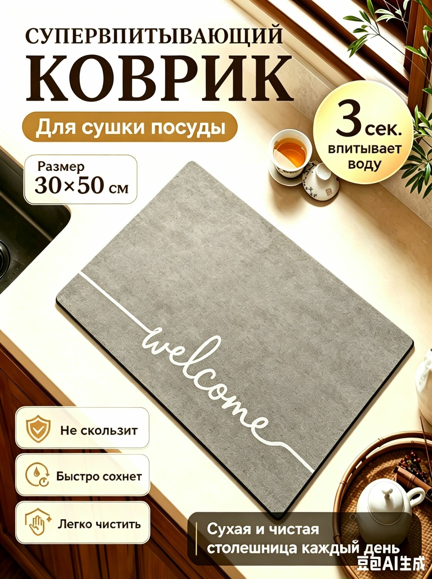 Сушилка для посуды, 50 см х 30 см , 1 шт