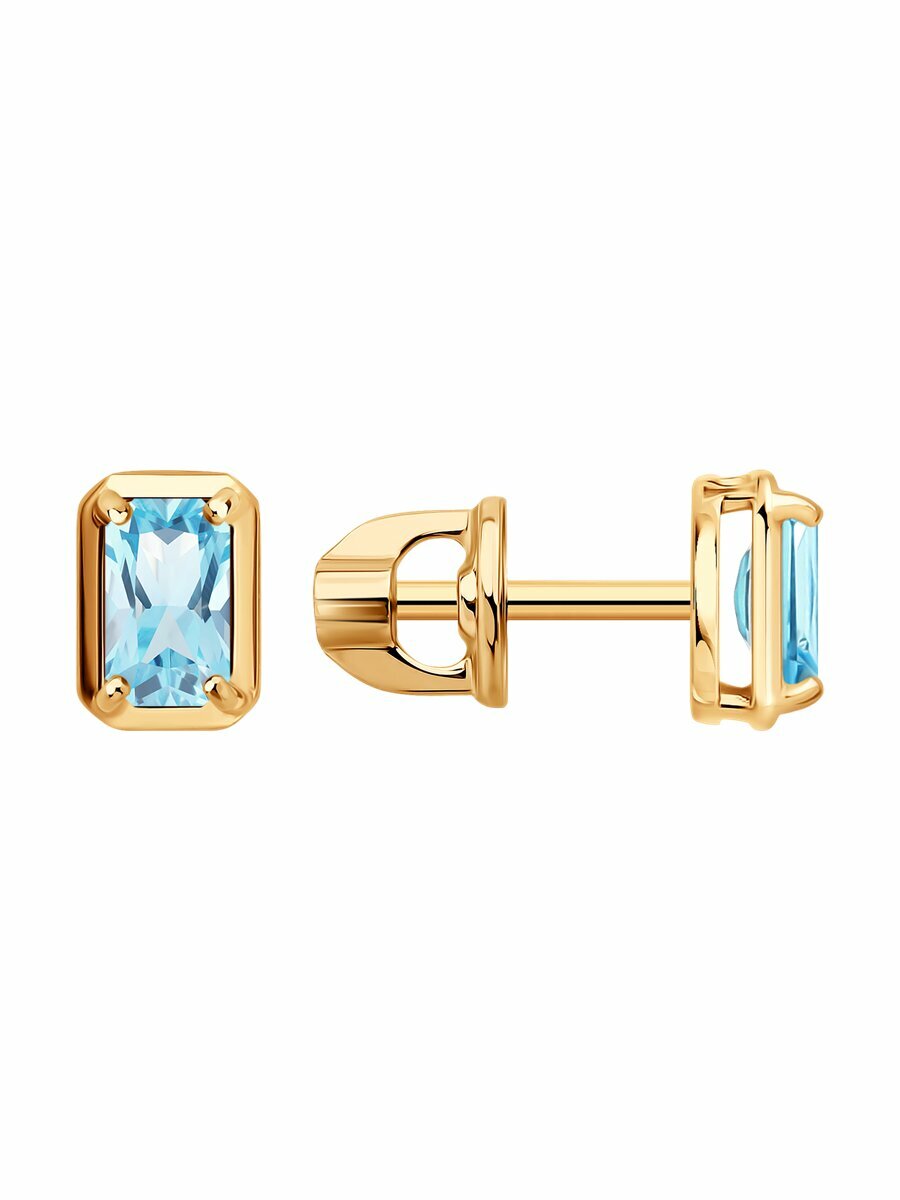 Серьги, красное золото, 585 проба, топаз