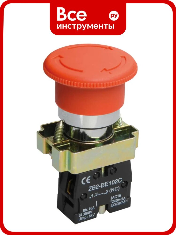 Кнопка аварийная IEK LAY5-BS542 Грибок с фиксацией, поворотная, 1NC BBG90-BS-K04