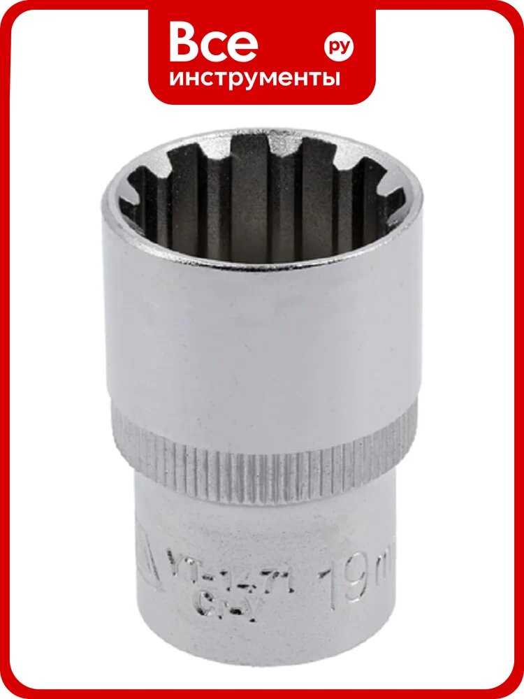 Головка торцевая короткая SPLINE (19 мм; 1/2"; CrV) YATO YT-1471