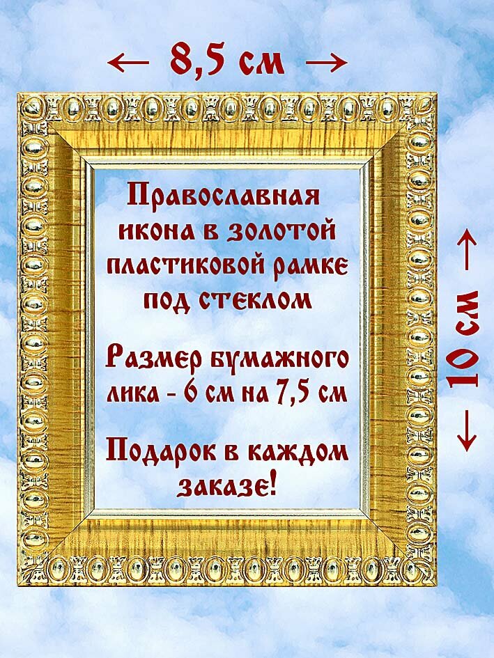 Святитель Маркелл Вологодский, игумен Соловецкий, икона в золотой пластиковой рамке 8,5*10 см