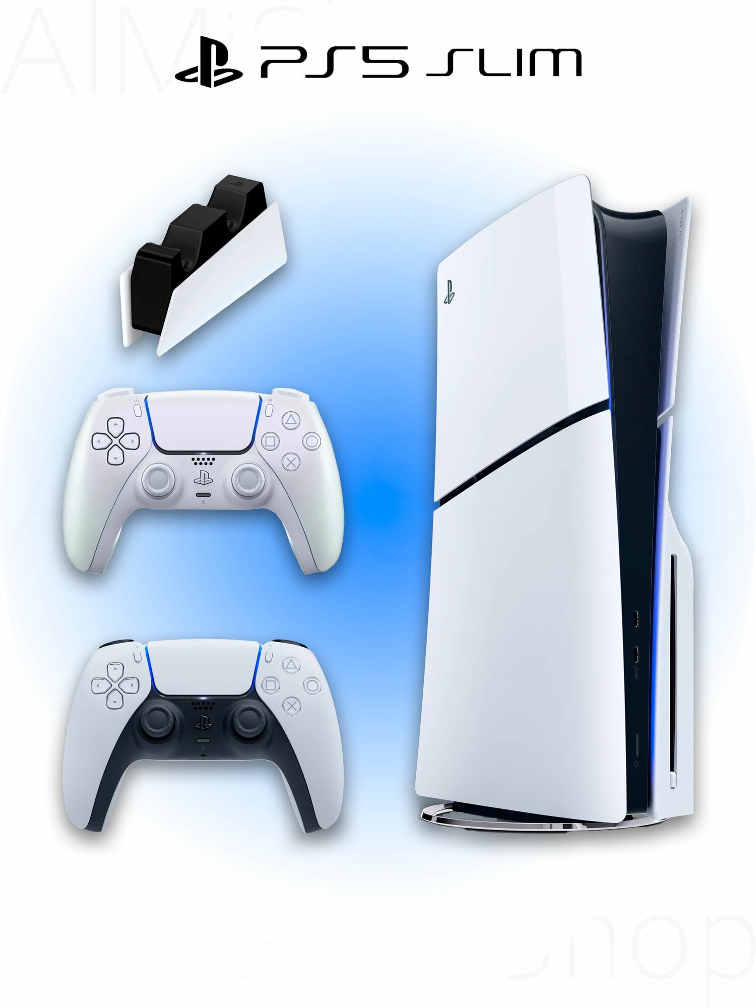Игровая приставка Sony PlayStation 5 Slim с дисководом + 2 геймпад (жемчужный, Chroma Pearl) + зарядная станция
