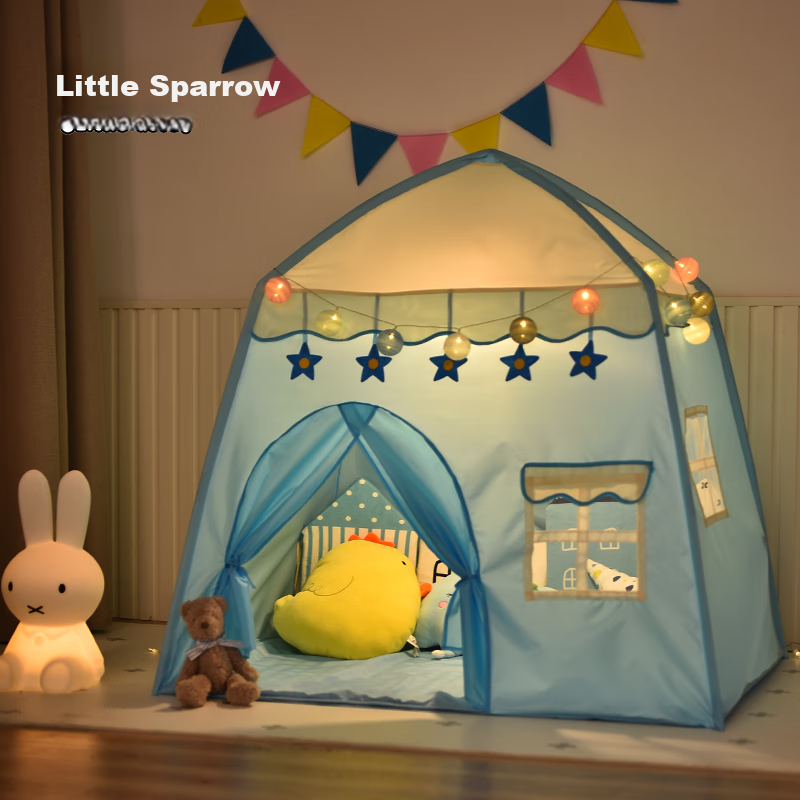 Little Dove Детский игровой шатер с звездным фонарём и цветными флагами Синяя крепость подарок на день рождения для