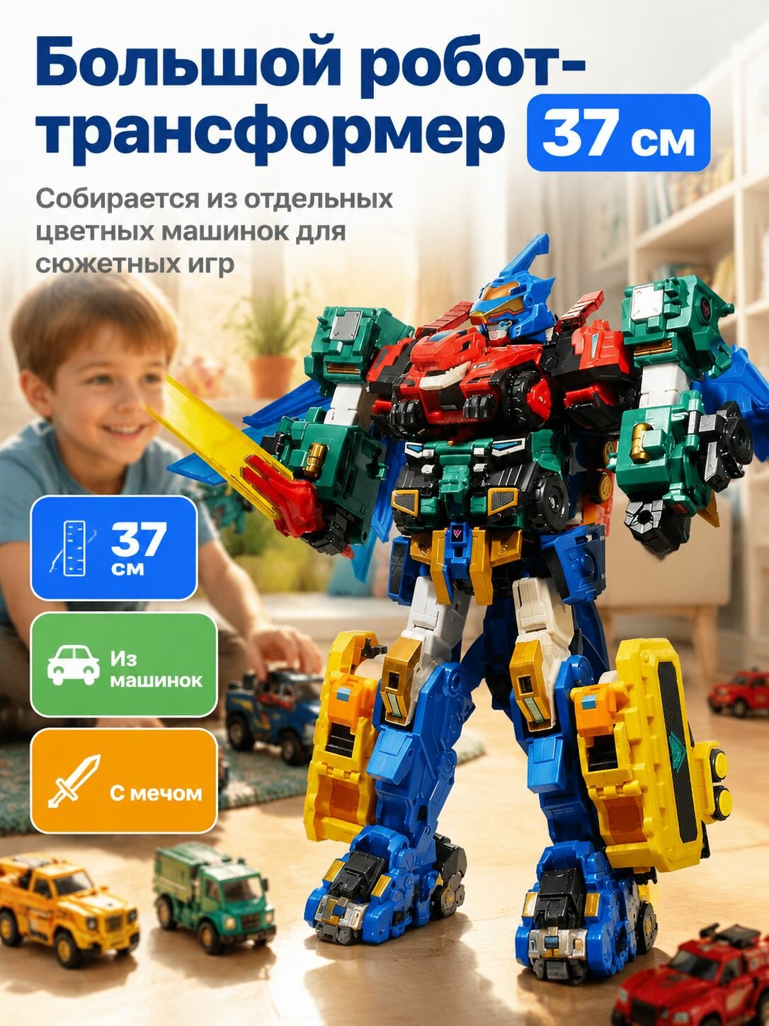 Детская игрушка Quantum Team Fit Robot Dinosaur Guardian Deformation God of War Mecha Boy