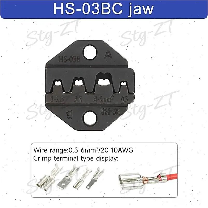 6mm Матрица для обжима / губки для пресс-клещей, кримпера HS-03BC / 0,5-6мм2 AWG20-10