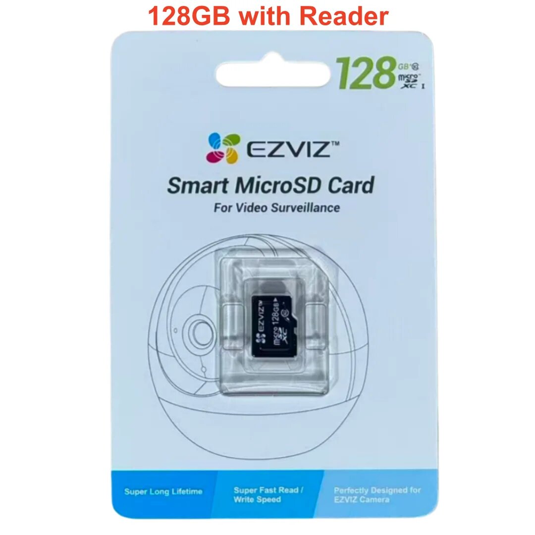 Память microSD Hikvision EZVIZ 32/64/128/256/512 ГБ 128GB with Reader