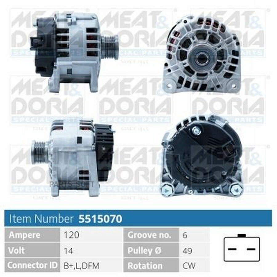 MEATDORIA 5515070 Генератор 14V 120A Opel Vivaro A (X83) Renault Laguna II dCi engines ()