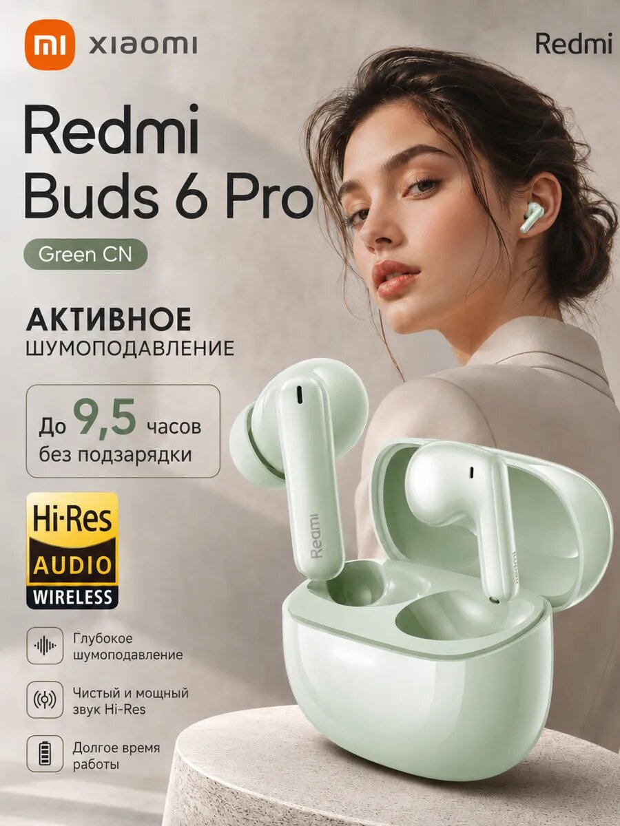 Беспроводные Bluetooth-наушники Redmi Buds 6 Pro Global Version для музыки и звонков