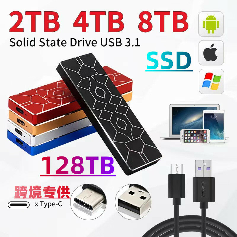 Портативный SSD 2 ТБ черного цвета для быстрой передачи данных