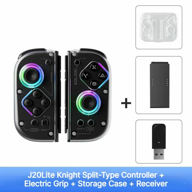 Раздельные беспроводные контроллеры Aolion J20 Knight Joy-Con для Nintendo Switch и Switch 2, джойстики Холла, программируемые макросы, шестиосевой гироскоп, совместимость с ПК Steam