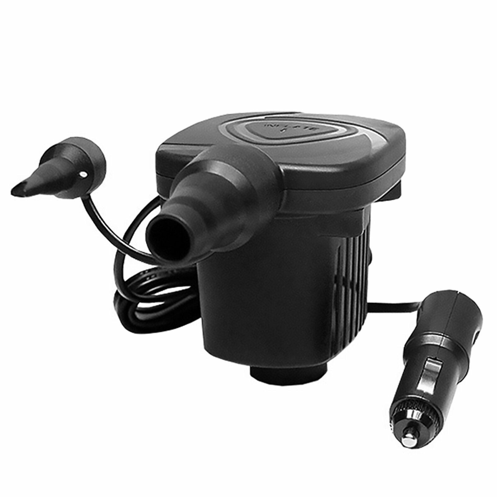 Электрический насос для надувания DC12V-14.4V автомобильныйinflatable pump car auto electric air pump inflator для лодки дивана надувного кольца материал PVC модель HT-187A мощность 50W объем воздуха 300L/min напряжение DC12V-14.4V номинальное давление