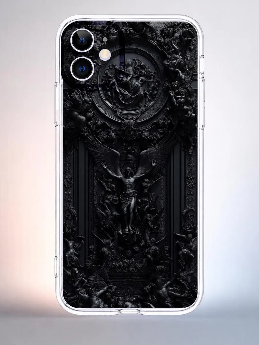 Чехол iPhone 11 барочный ангел силиконовый прозрачный