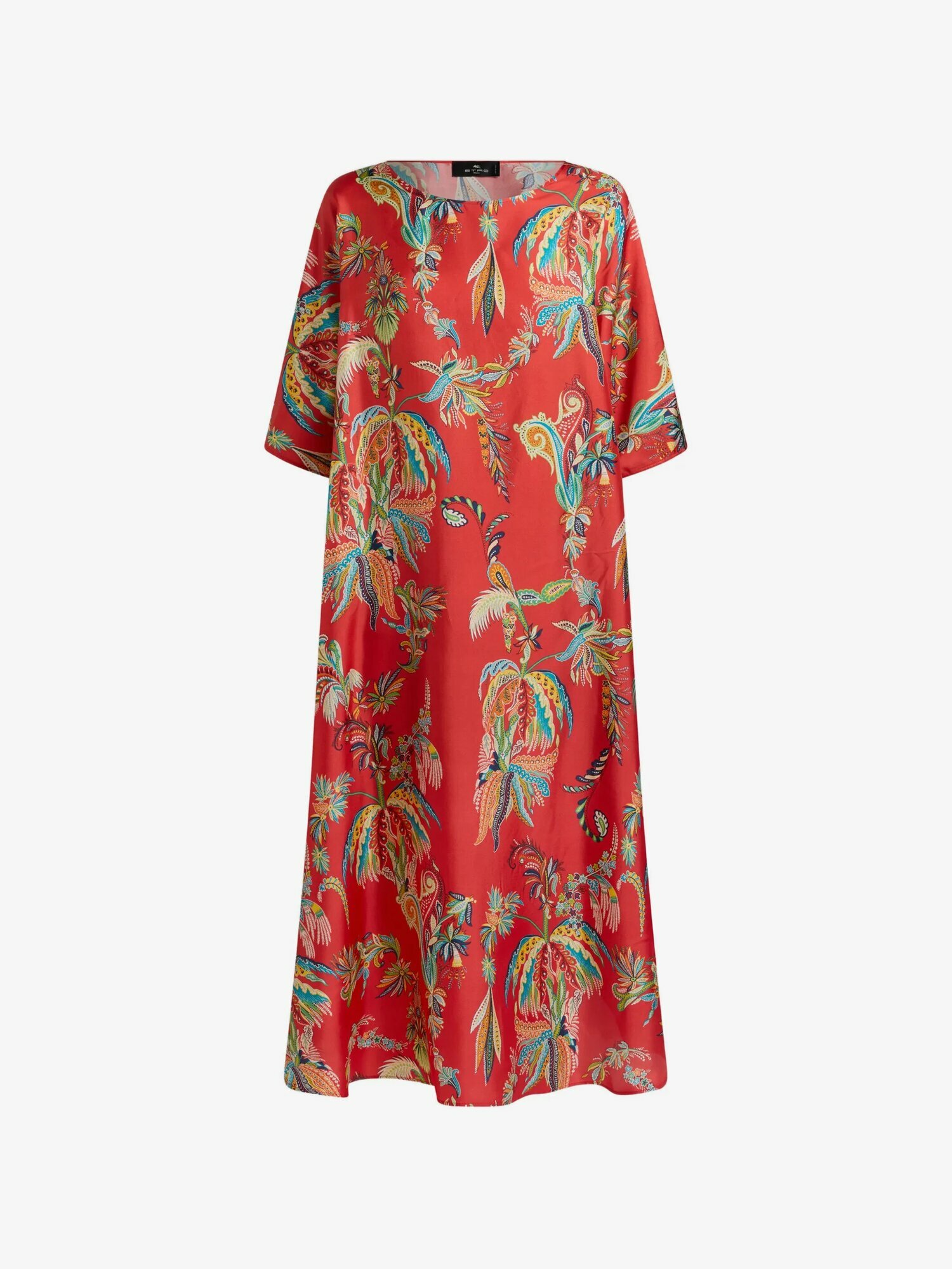 Платье Long tunic dress in silk twill with paisley foliage motif
