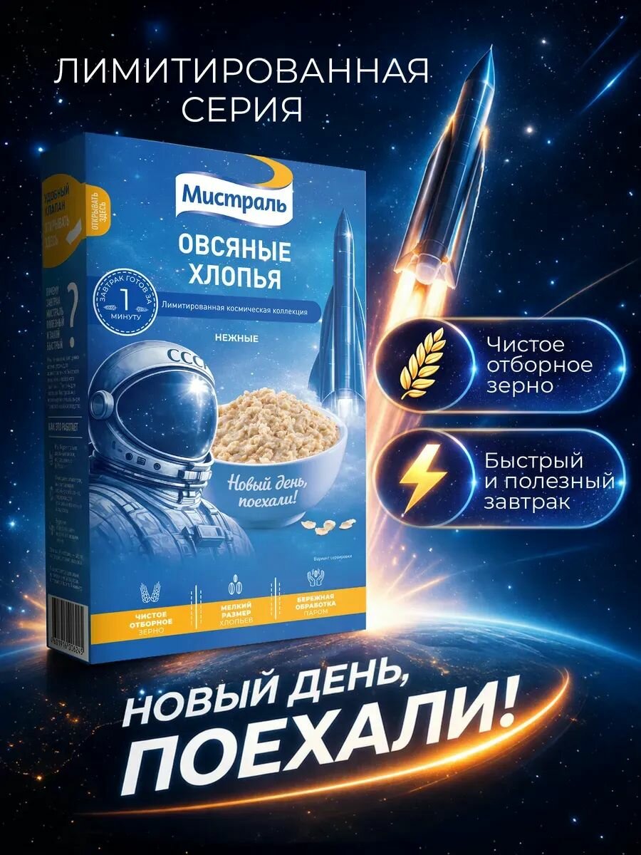 Хлопья 1 пачка 400 грамм овсяные лимитированная коллекция