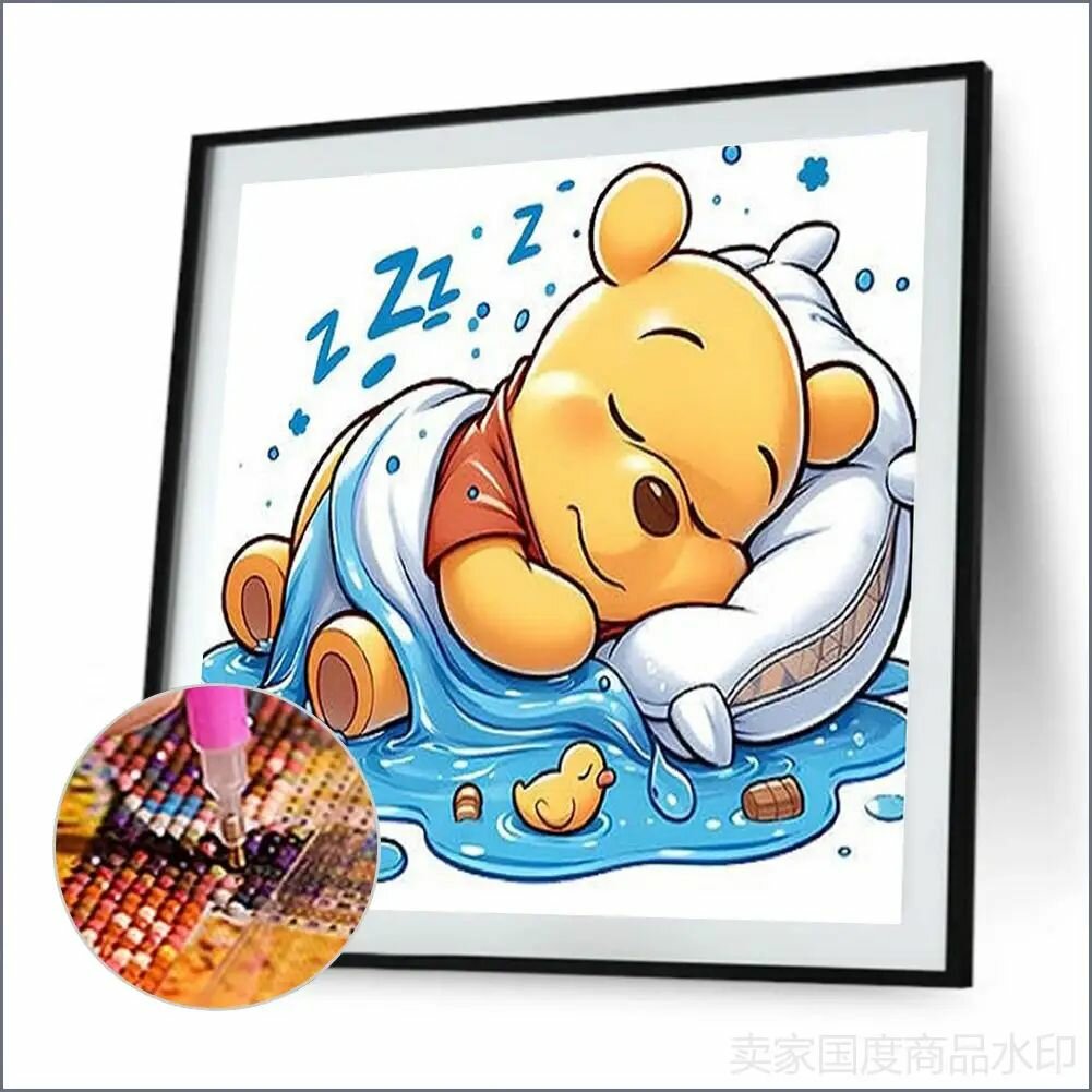 Диамантная картина Винни-Пух 40 40 см, 5D, с резиновыми стразами