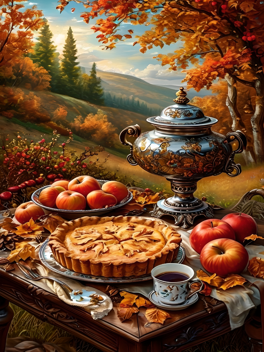 Алмазная мозаика на подрамнике 40x50 см. BoomBoomShop "Пикник осенью"