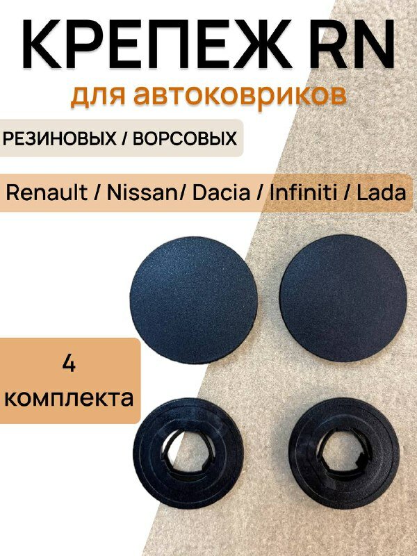 Крепление RN ( клипсы) для автоковриков из ворса и резины для Renault, Nissan, Dacia, Lada