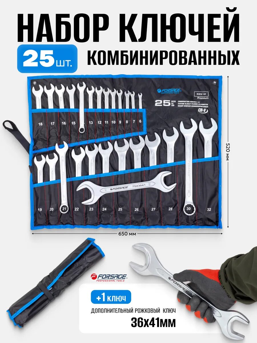 Набор ключей комбинированных 25 предметов