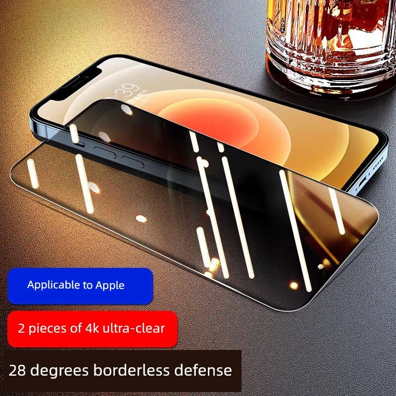 IPhone 12 Mini Противо-просмотровый темперированный стеклянный экран, защита 28°, без краев, 2 шт. для iPhone 12 Mini