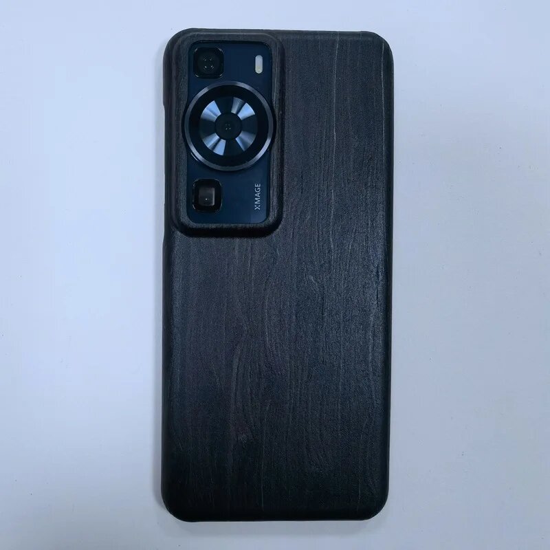 Чехол для Huawei P60 Pro из ореха вишни палисандра бамбукового Черный, Black ice, for huawei p60 pro