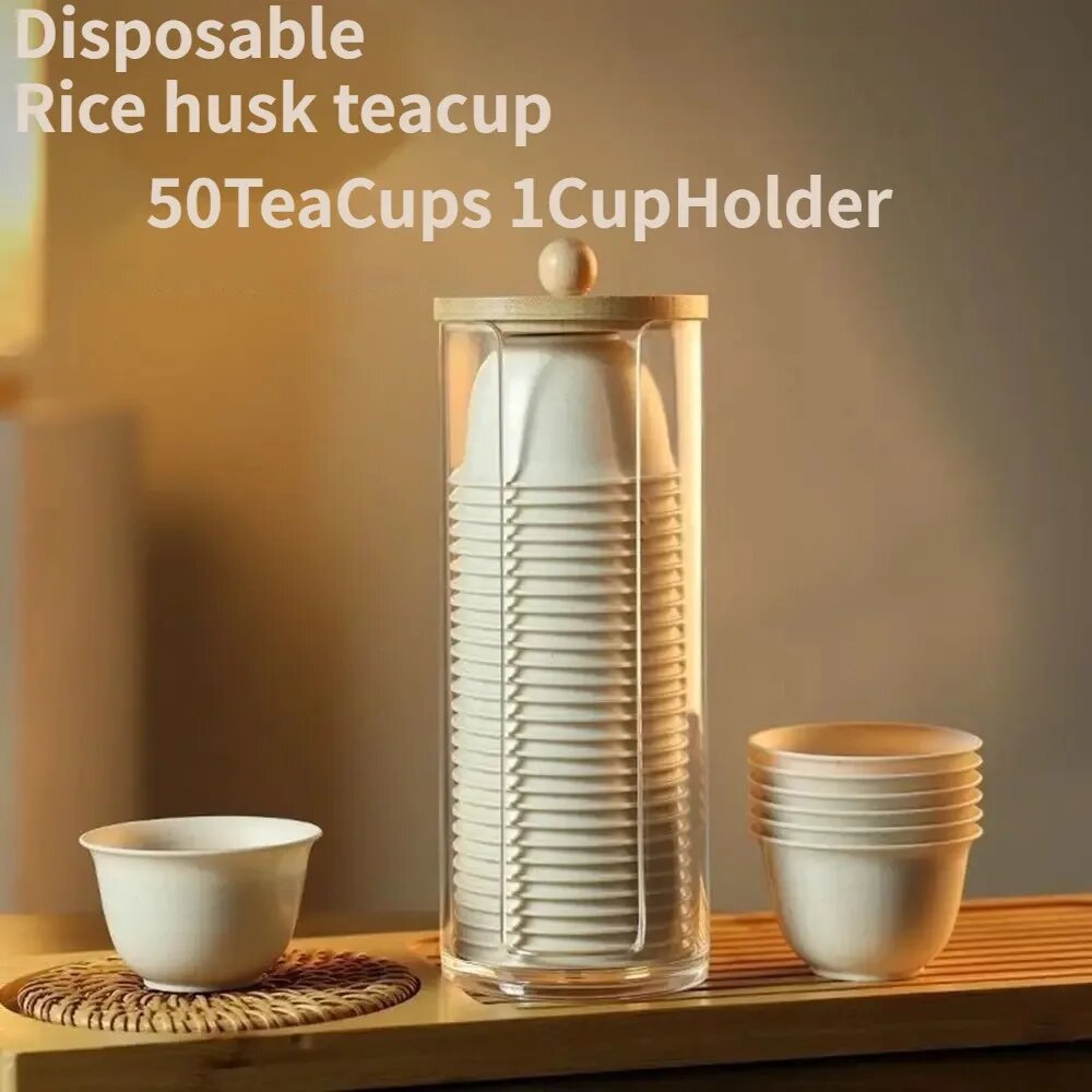 Одноразовые чашки из рисовой шелухи 60мл, 50 шт. 50TeaCups 1CupHolder