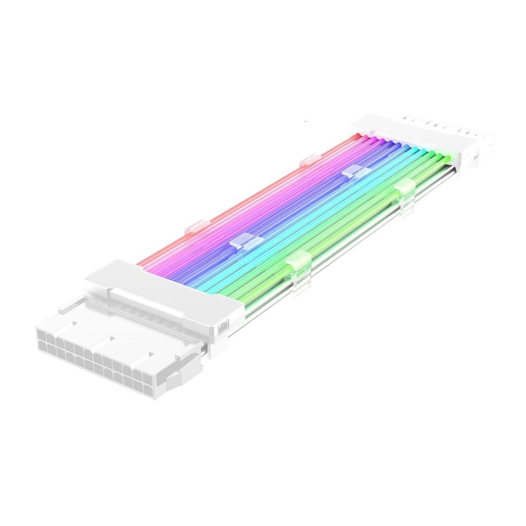 Кабель-удлинитель ARGB 24pin синхронный, адаптер 2x8pin/3x8pin, Белый - 24p