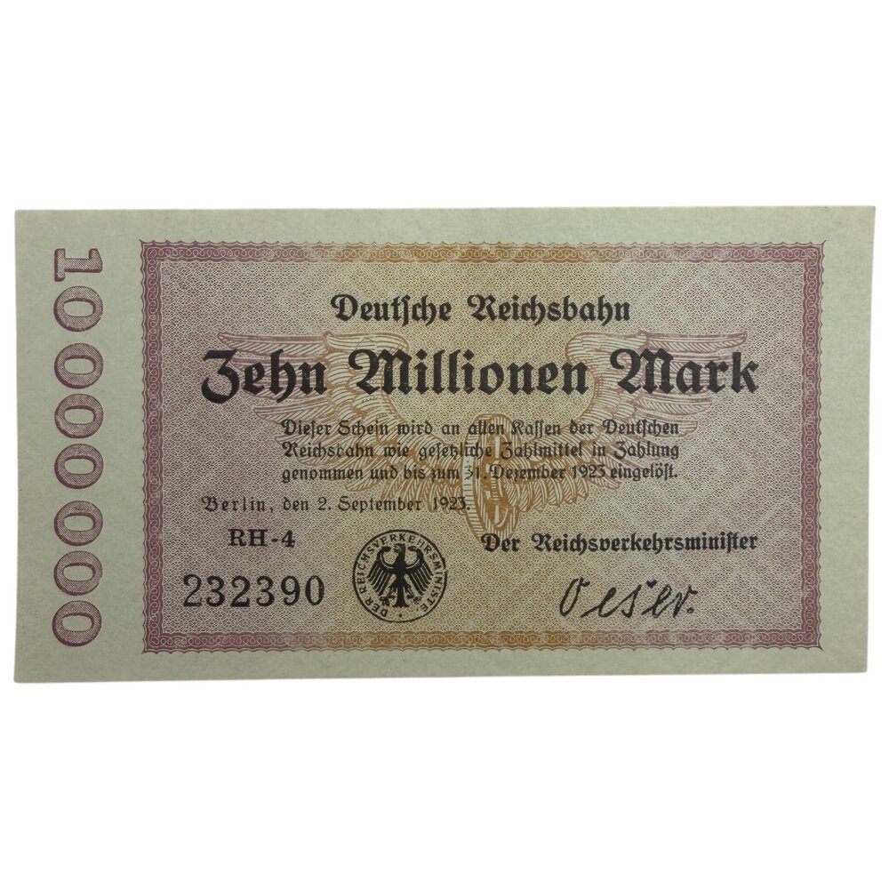 Веймарская республика, Берлин, железная дорога 10000000 марок 1923 г. (Серия RH-4)