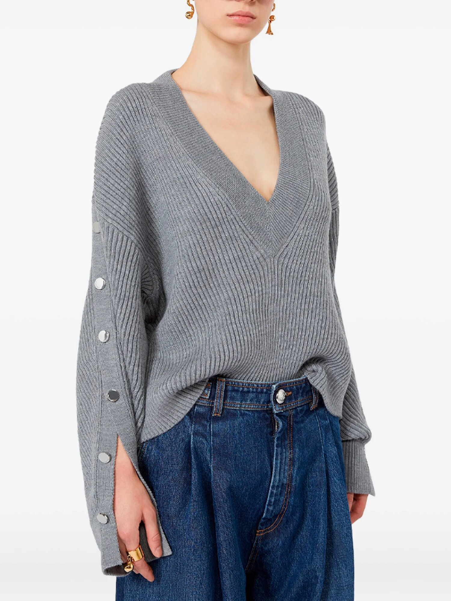 Свитер SPORTMAX Ribbed-knit sweater, размер 36, , grey — фото 1