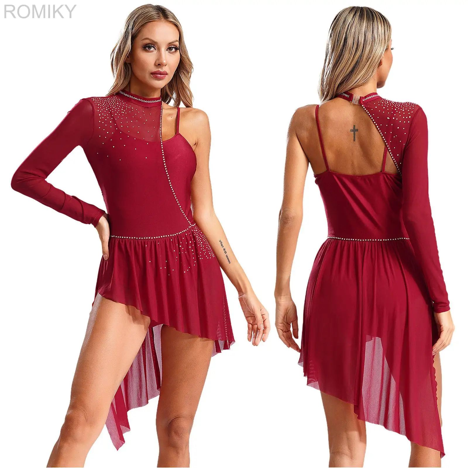 Купальник для гимнастики и танцев ROMIKY, размер XXL, бордовый