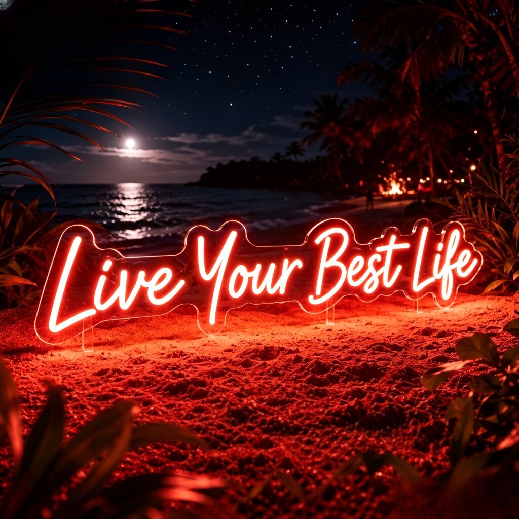 Светодиодная неоновая вывеска Live Your Best Life для декора стен в спальню и гостиную, питание от USB, цвет красный, размер 12 дюймов (6 букв)